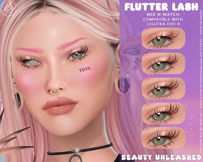 Second Life Marketplace - Beauty.Unleashed Flutter Lashes (Lelutka)